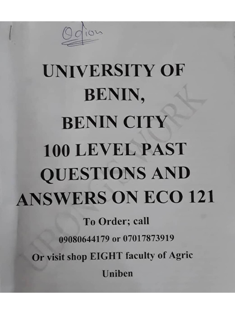 Eco 121 Past Question | PDF