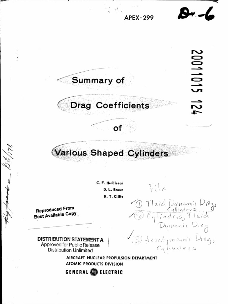 DTIC ADA395503 Summary of Drag Coefficients of Various Shaped Cylinders ...