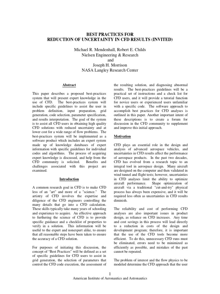 Best Practices for Reduction of Uncertainty in CFD Results | PDF | Computational Fluid Dynamics
