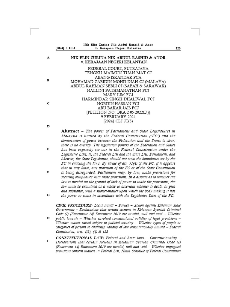 NIK ELIN ZURINA NIK ABDUL RASHID & ANOR v. KERAJAAN NEGERI KELANTAN ...