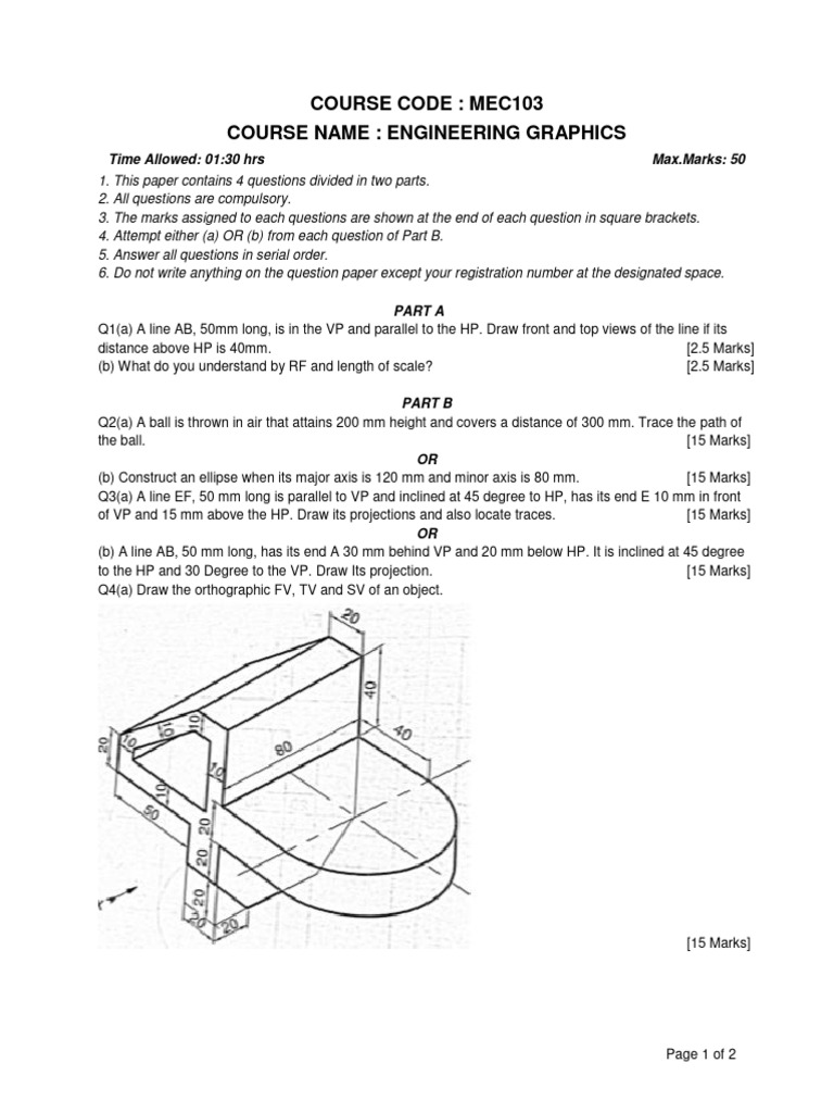 MTE Sample Question Paper MEC103 | PDF | Geometry