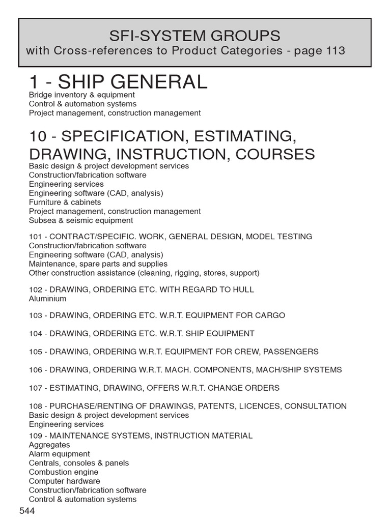 SFI Numbering SHIPS | PDF | Crane (Machine) | Air Conditioning