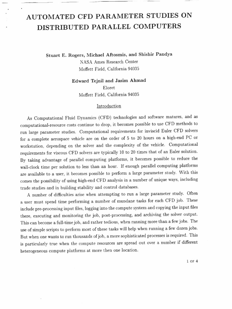 Automated CFD Parameter Studies On Distributed Parallel Computers | PDF | Computational Fluid ...