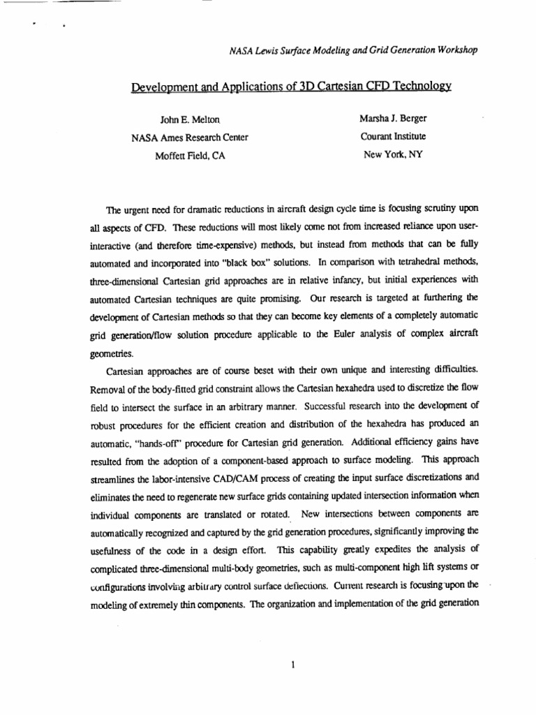 Development and Applications of 3D Cartesian CFD Technology | PDF ...
