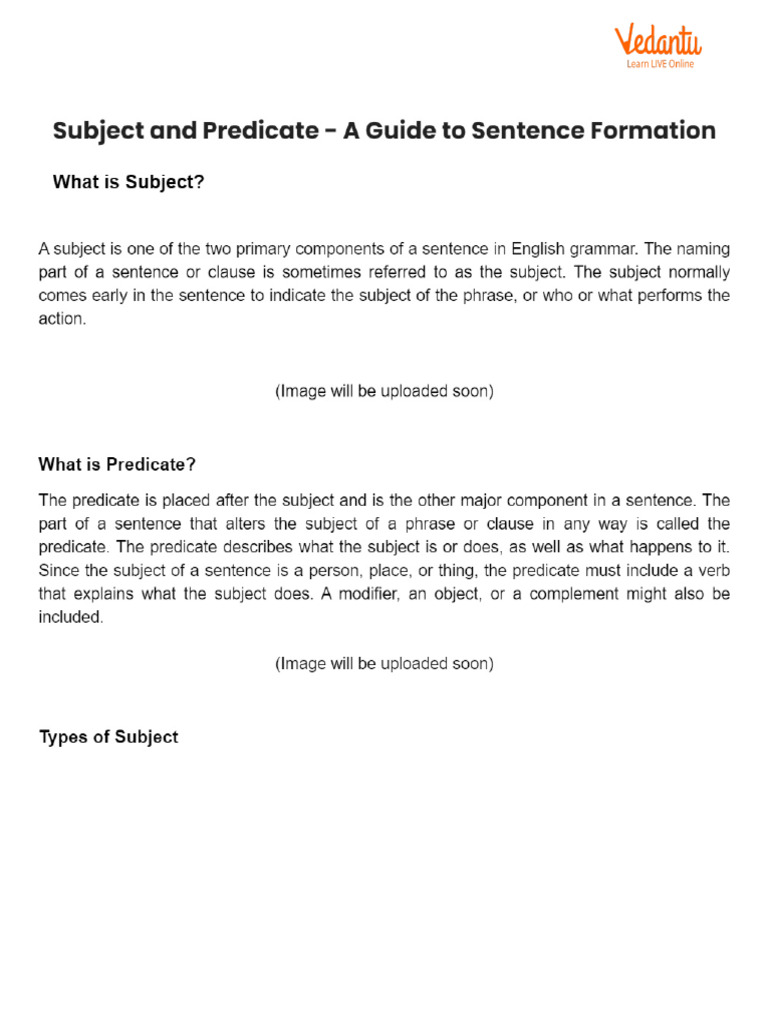 Subject and Predicate - A Guide to Sentence Formation | PDF