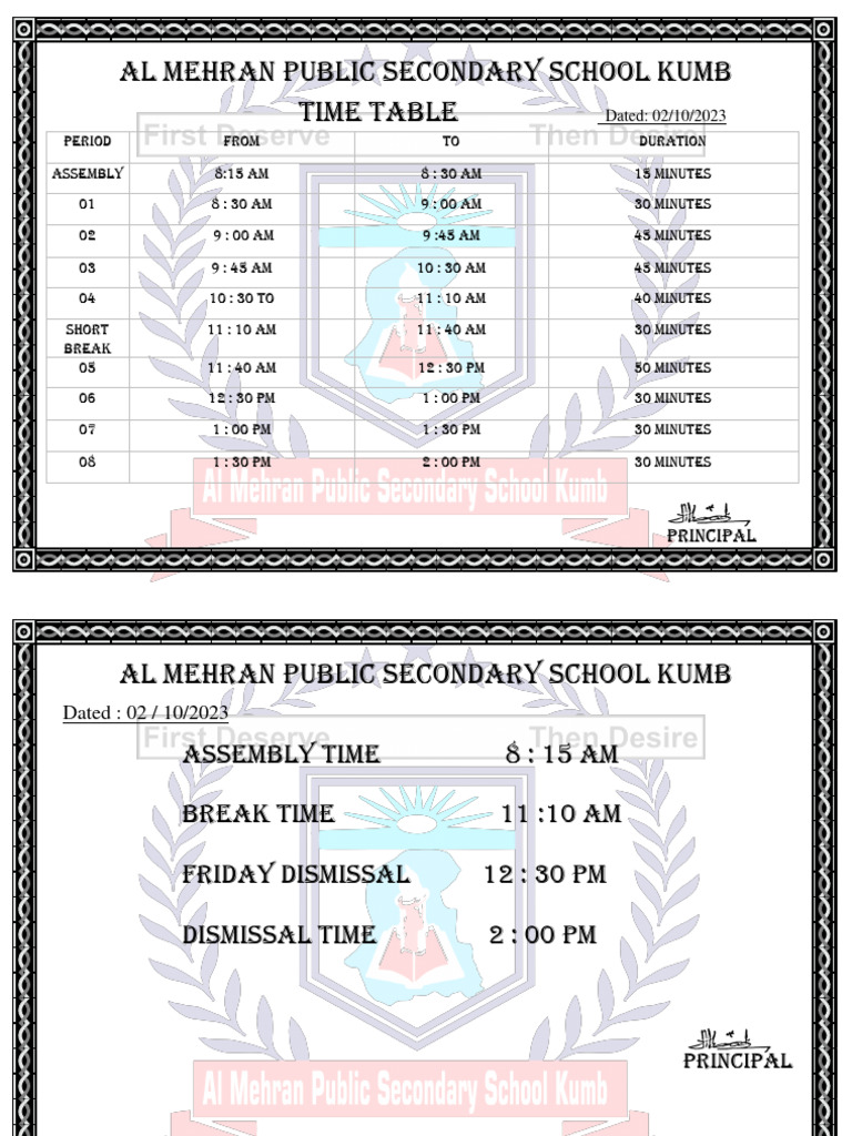Time Table .... | PDF