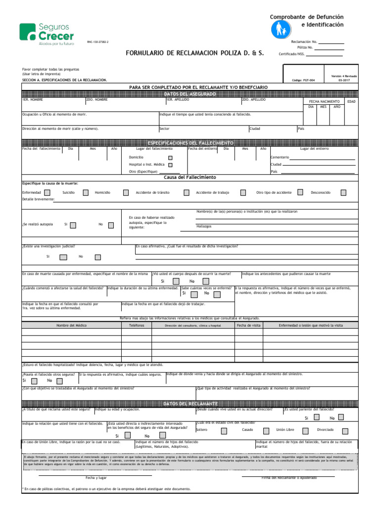FGT-004 Form Comprob Defuncion e Indent Sobrev V4 - 2021 | PDF | Hospital | Autopsia