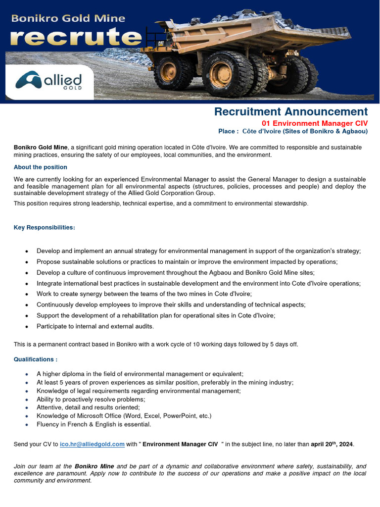 Job Posting - Environment Manager | PDF | Sustainability ...