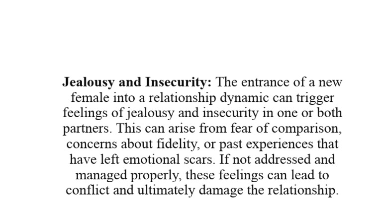 Jealousy and Insecurity: The Entrance of A New | PDF | Wellness