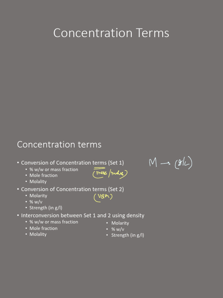 Concentration Terms | PDF | Concentration | Mass Concentration (Chemistry)
