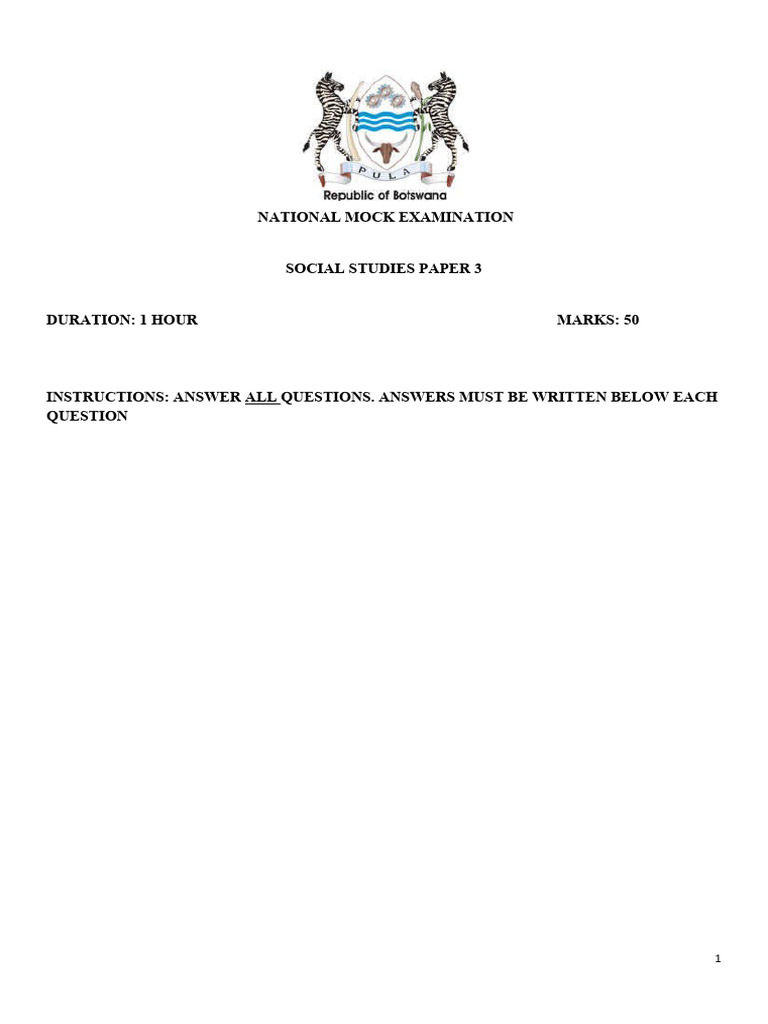 BGCSE Social Studies Paper 3 Mock Exam | PDF | Census