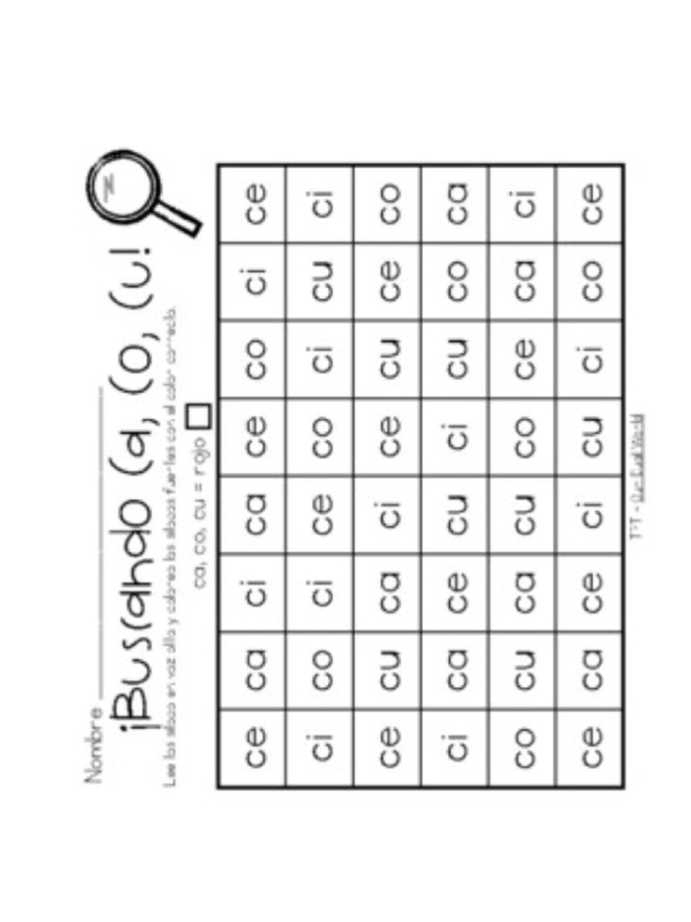 ejercicio con las silabas ca co cu | PDF