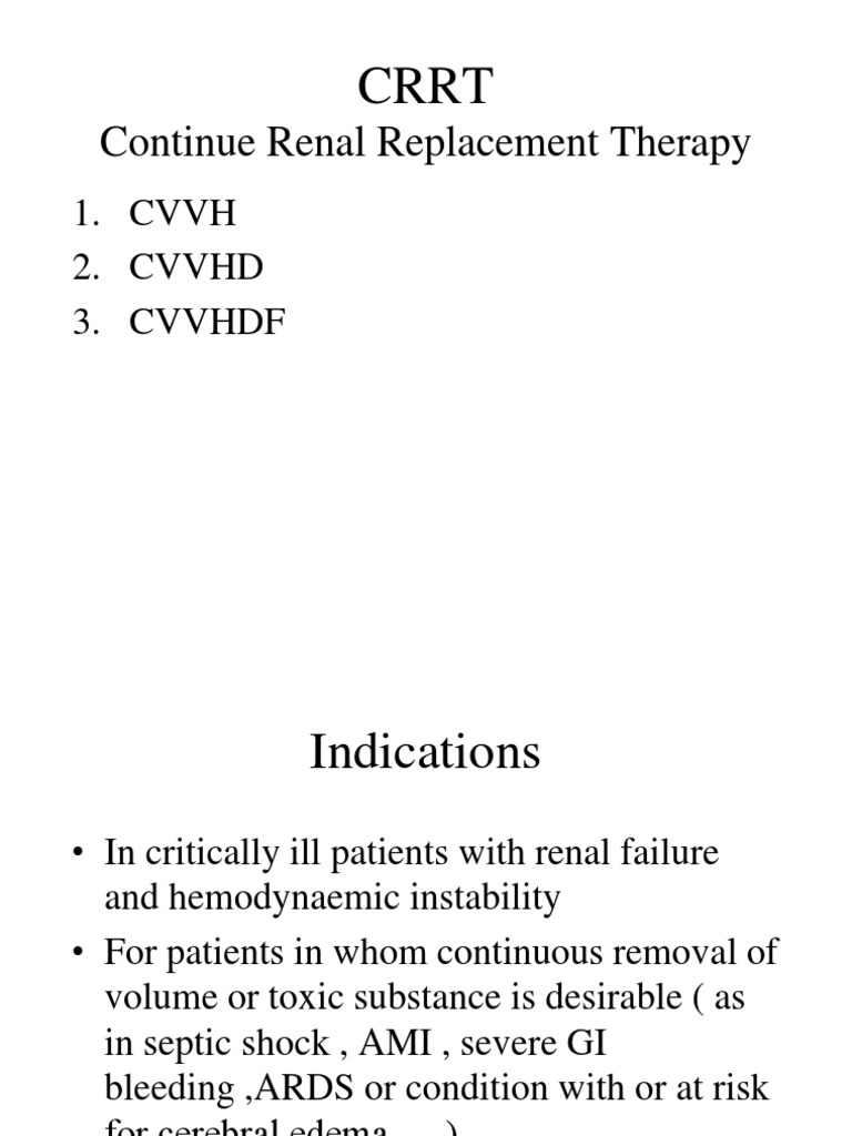 An Overview of Continuous Renal Replacement Therapy Modalities for ...