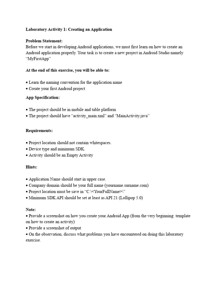 Laboratory Activity 1 | PDF