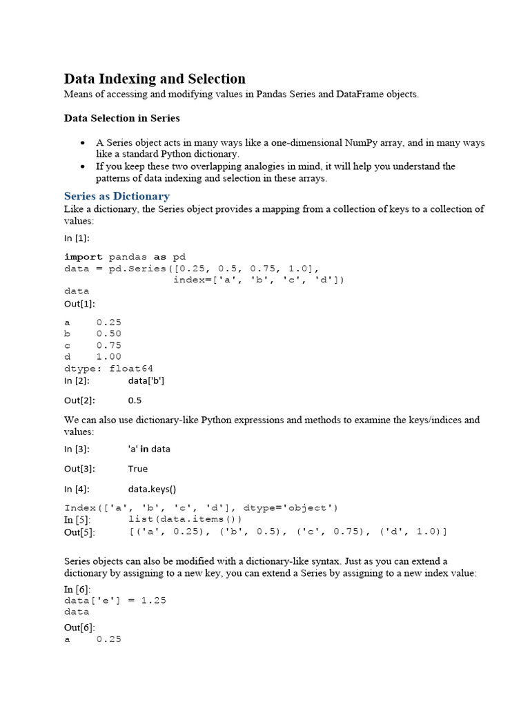 2.2 Data Indexing and Selection | PDF | Software Development | Computer Data