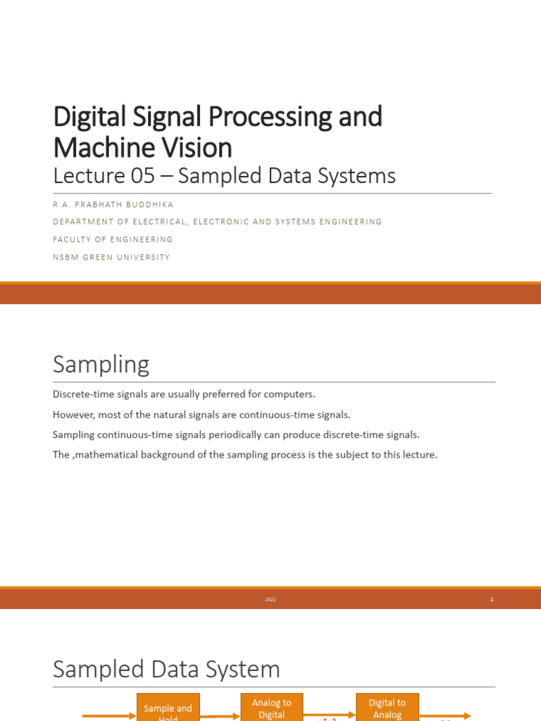 Lecture 05 Sampled Data Systems Pdf Sampling Signal Processing Discrete Time And