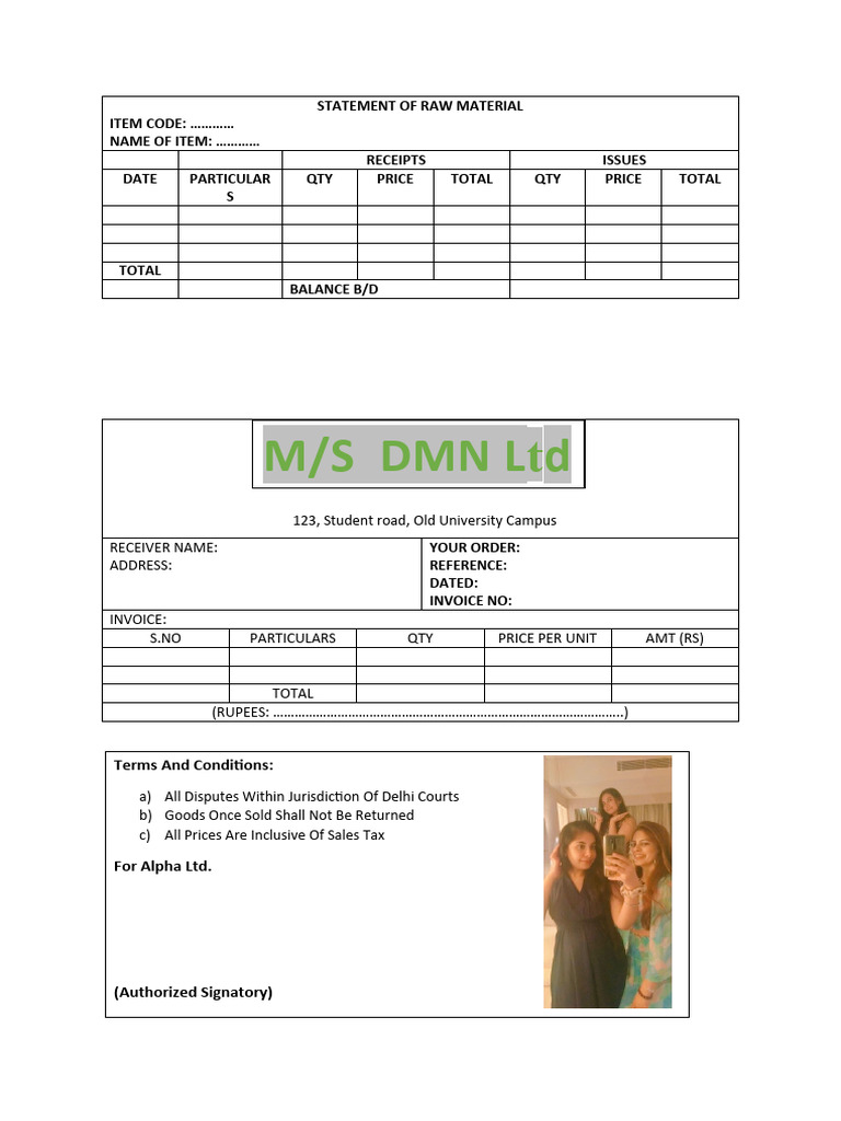 Raw Material Statement and Invoice Details | PDF