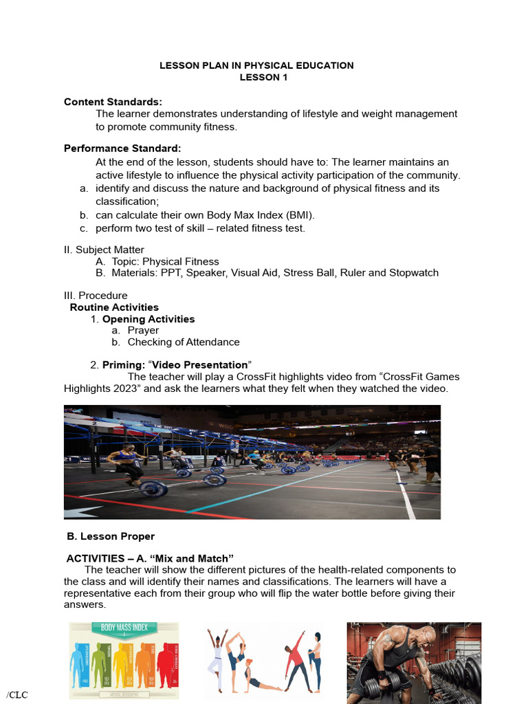 Lesson Plan Deped Final | PDF | Physical Fitness | Lesson Plan