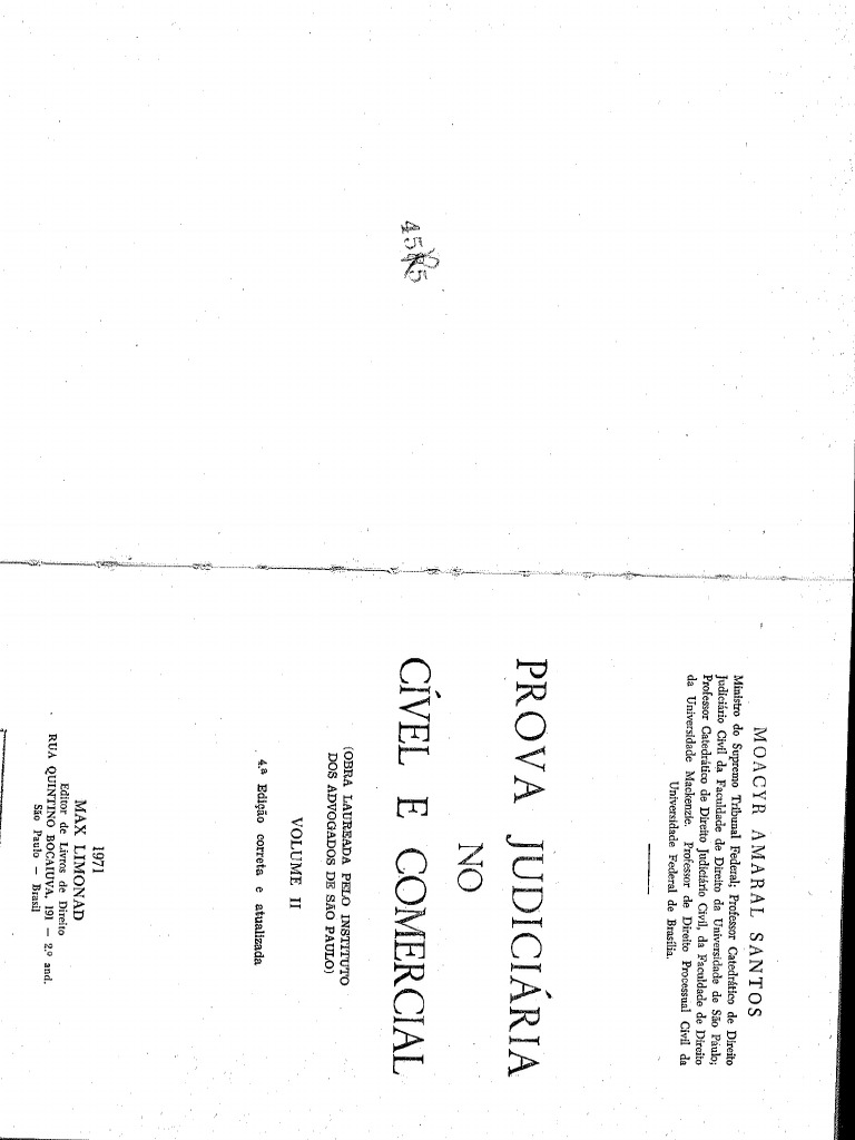 Aula 03 - Moacyr Amaral Santos - Prova Judiciária No Cível e No Comercial Vol. II Cap. V | PDF