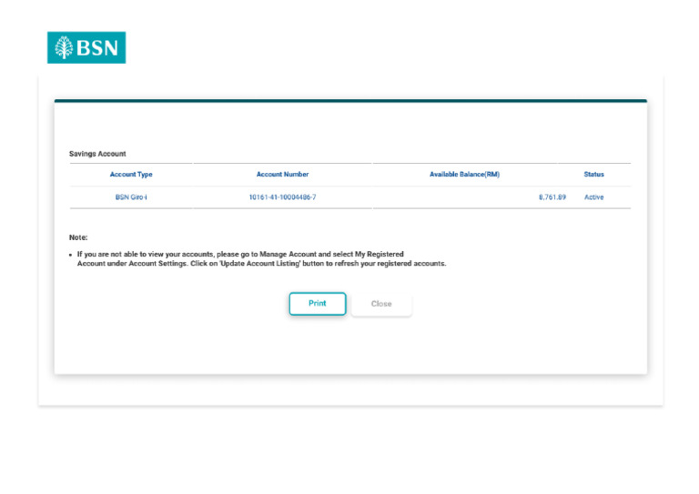 MyBSN - Account Overview - Bank Simpanan Nasional | PDF