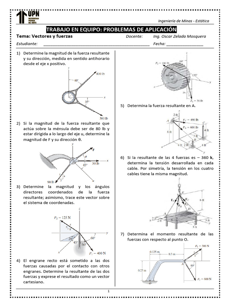 Sesión 01_Problemas de Aplicación | PDF | Vector Euclidiano | Fuerza