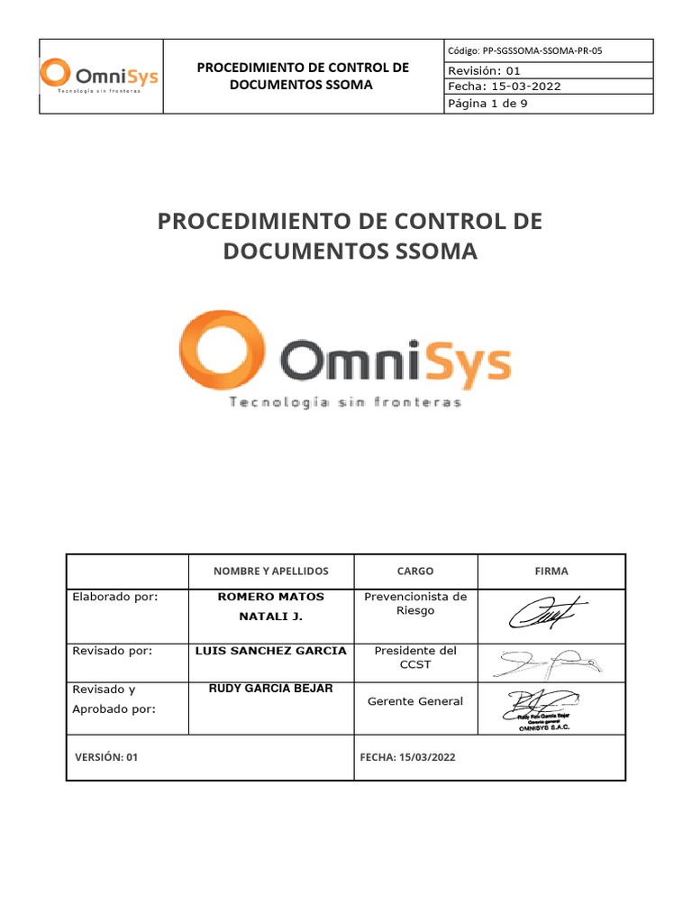 6.39 Procedimiento de Control de Documentos SSOMA | PDF | Archivo de computadora | Seguridad y ...