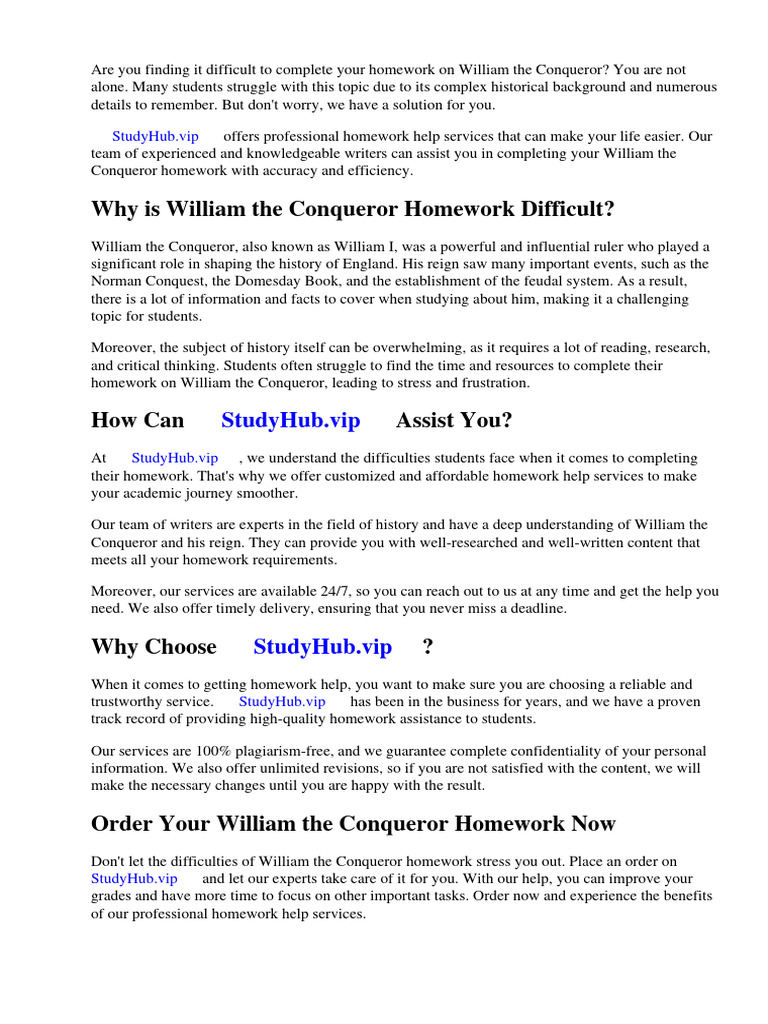 William The Conqueror Homework Help | PDF | William The Conqueror ...