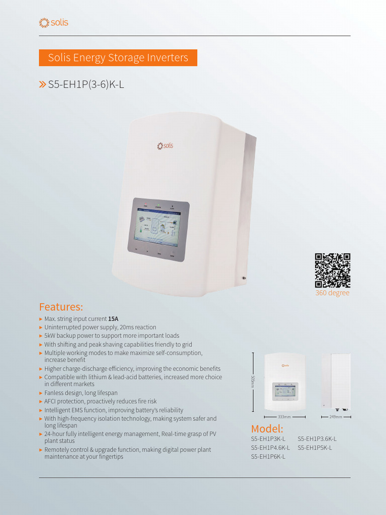 Inverter Datasheet For Solis S5-EH1P3.6K-L | PDF | Electrical Engineering | Electrical Components
