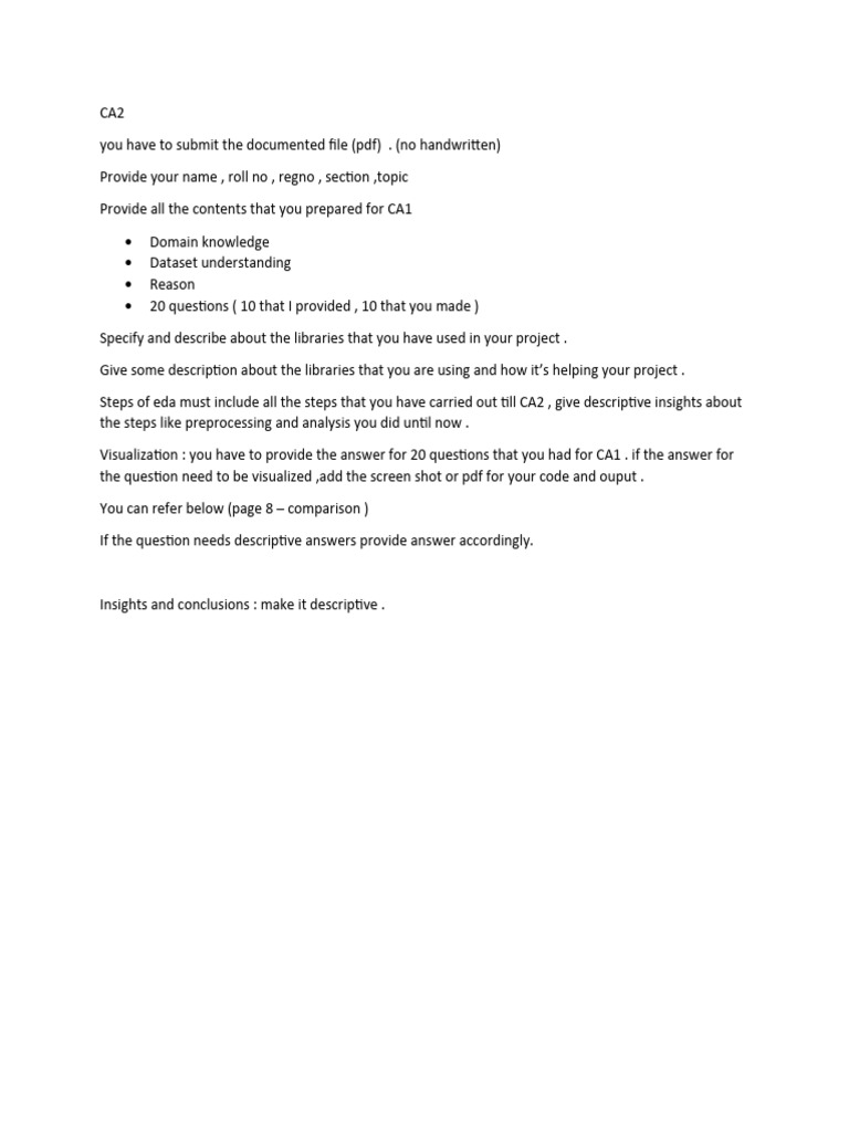 CA2 Project Submission Guidelines | PDF