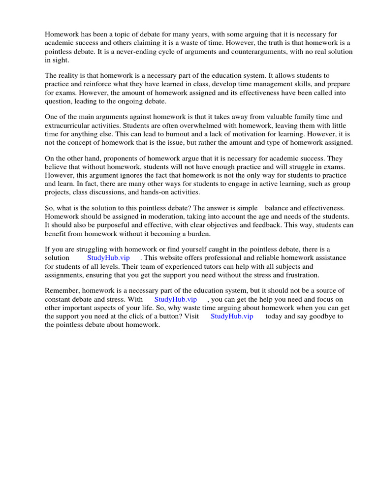 Homework Is Pointless Debate | PDF | Homework | Teachers