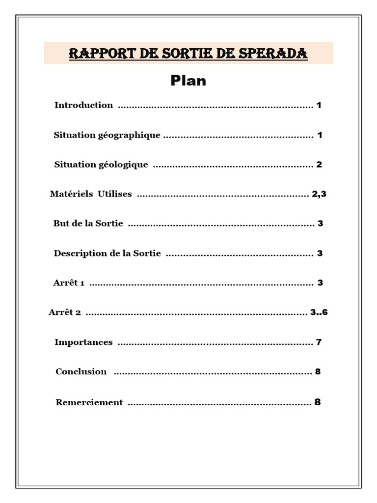 Rapport sur la sortie géologique à Sperada | PDF | Géologie | Grès