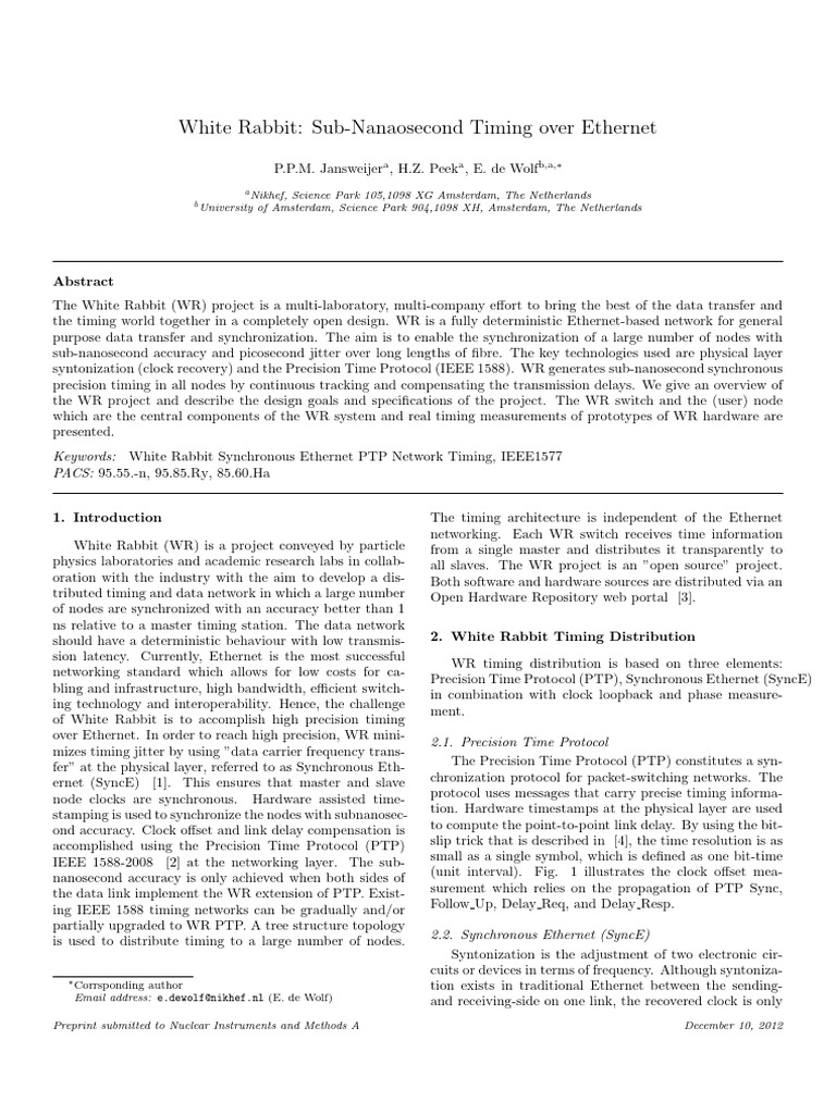 White Rabbit | PDF | Computer Network | Electronics