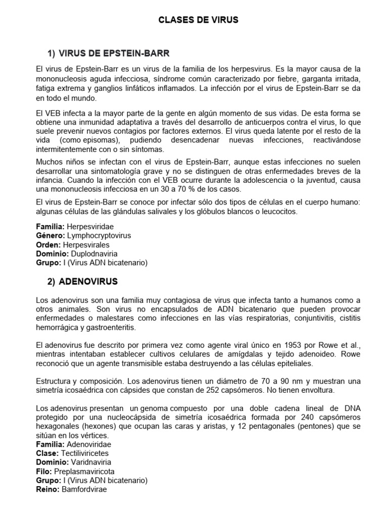 Clases de Virus | PDF | Virus | Resfriado comun