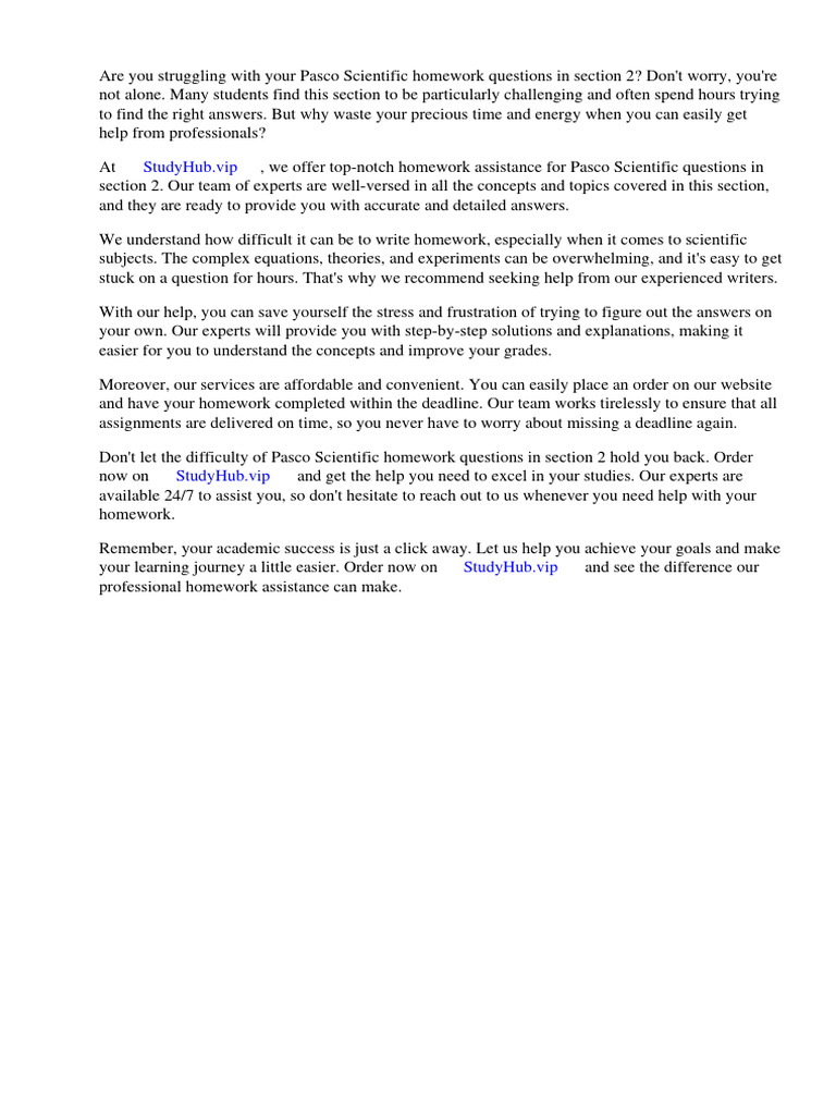 Pasco Scientific Homework Questions Section 2 Answers | PDF | Mixture ... Pasco Scientific Homework Questions Section 2 Answers | PDF | Mixture ...