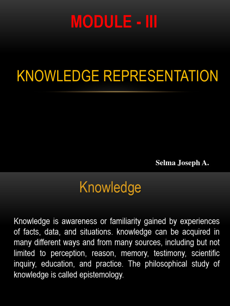 Lecture 8 Knowledge - Representation | PDF | Knowledge | Knowledge Representation And Reasoning