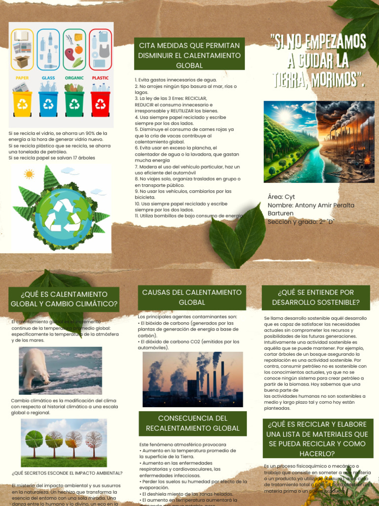 Folleto Cuidado Del Medio Ambiente Ilustrado Beige y Verde - 20240403 - 210913 - 0000 | PDF ...