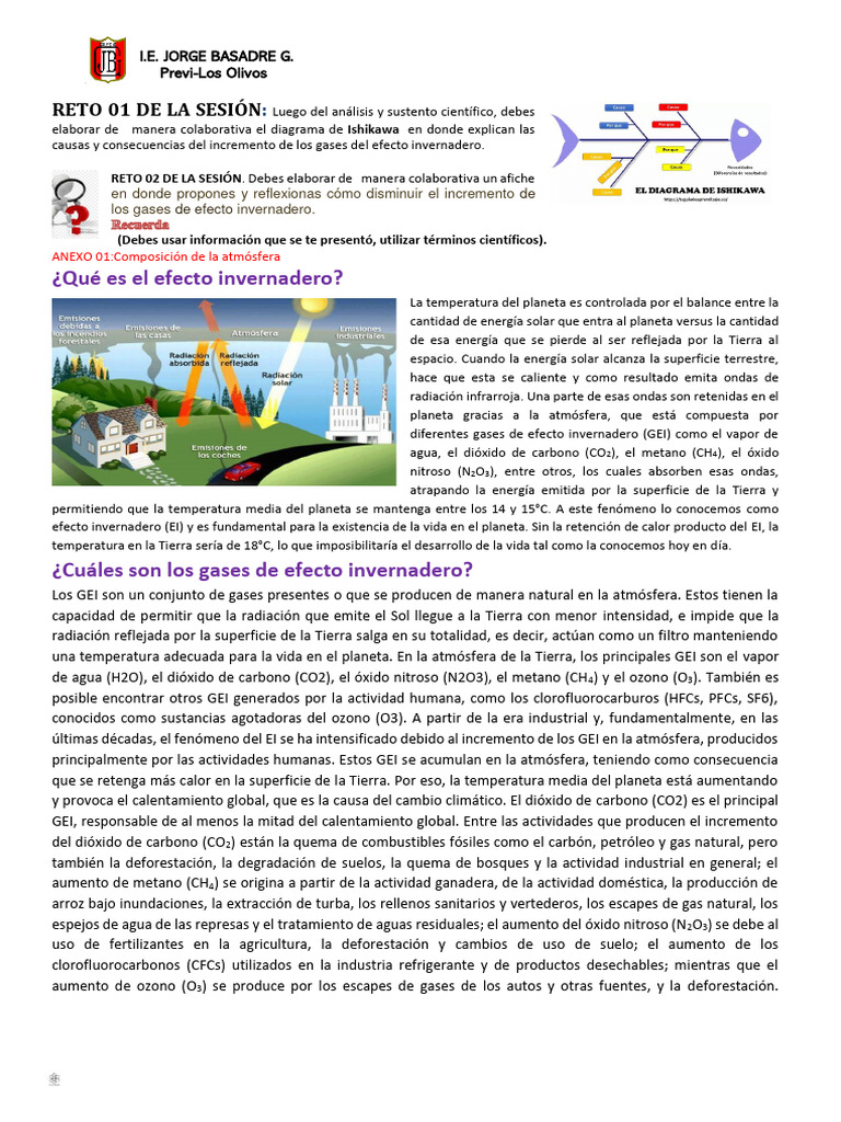 ESTUD EDA 02 Sesion 01 1ERo Explicamos El Efecto Invernadero | PDF | Gases de efecto invernadero ...