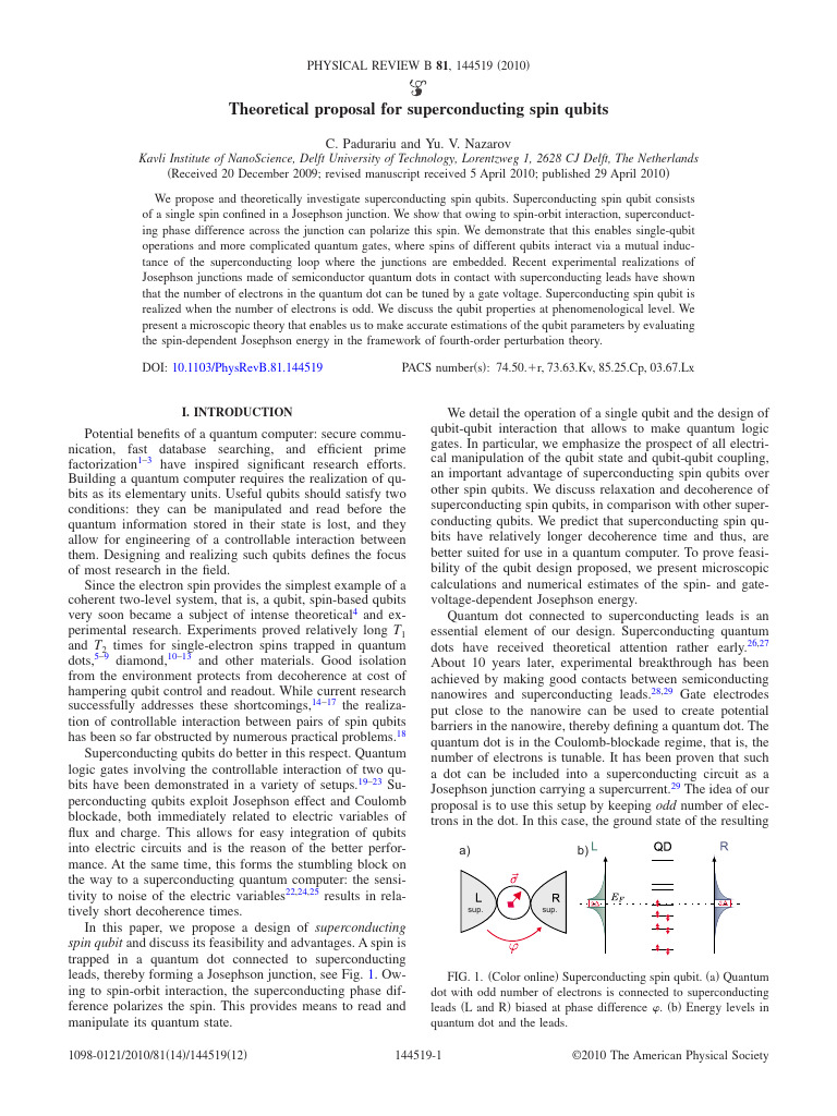 Padurariu 2010 | PDF | Quantum Computing | Superconductivity