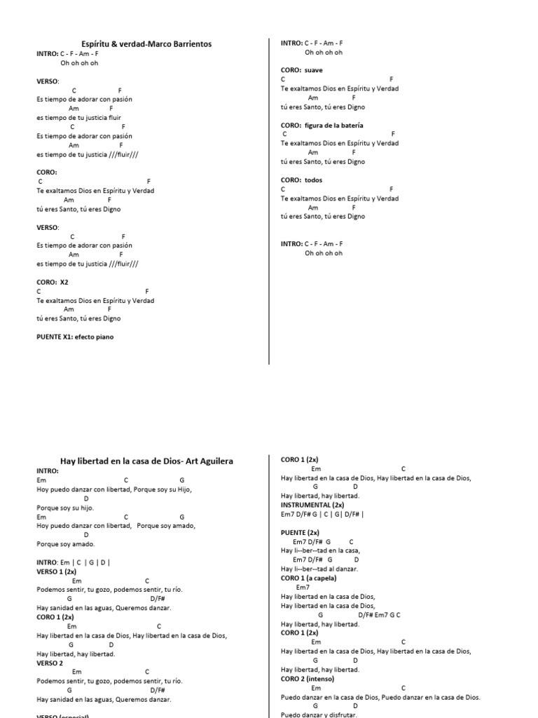 Acordes Modificados-Espíritu y Verdad Hay Libertad Medley Que Todos Los ...