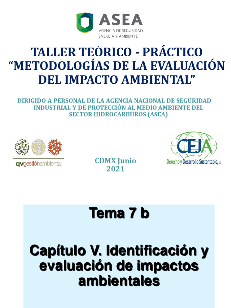 Tema 7b Conceptos Impactos Ambientales Metodologías | PDF | Evaluación de impacto ambiental ...