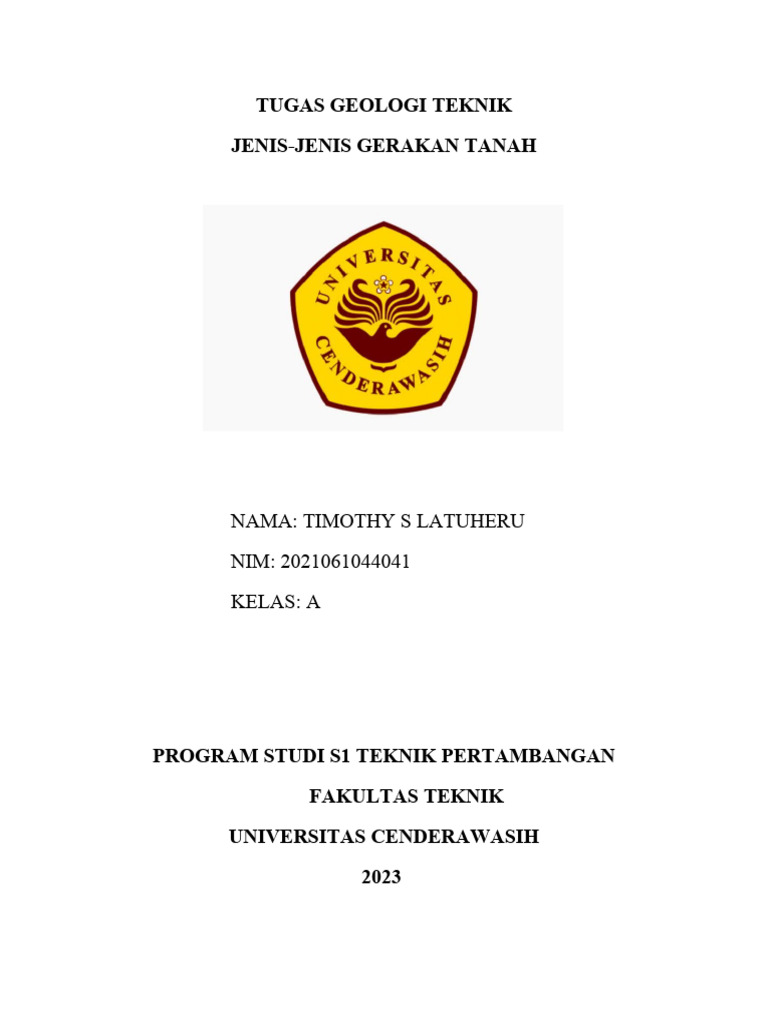 Jenis-Jenis Gerakan Tanah dalam Geologi | PDF