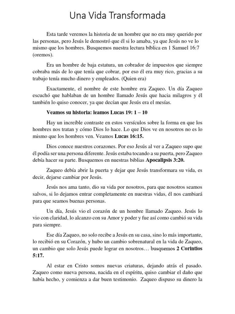 Zaqueo: Transformación por Jesús | PDF | Cristo (título) | Jesús