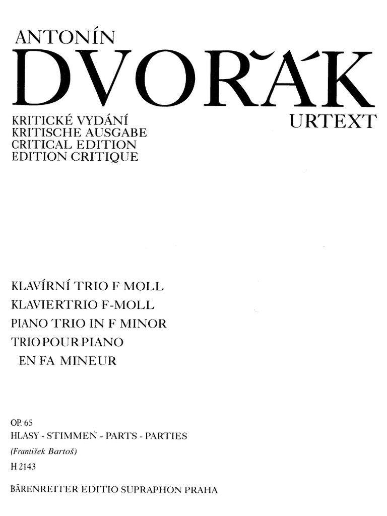 dvorak - Piano Trio No.3, Op.65 (bartoš) | PDF