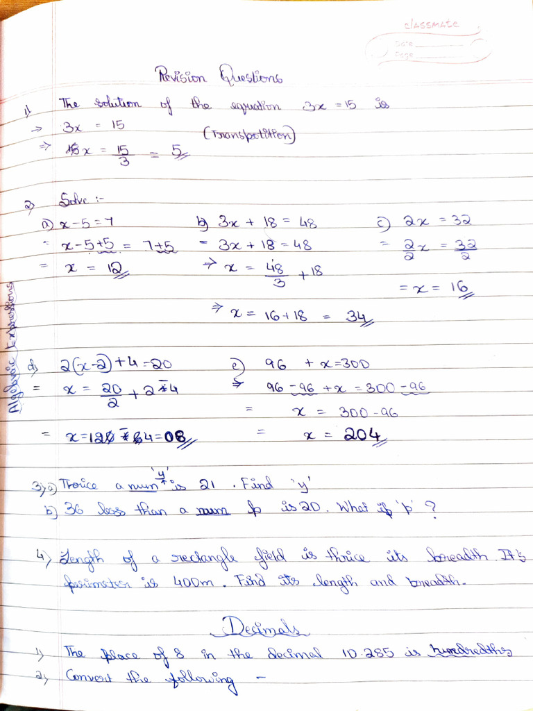 Grade VI Math Term 2 Revision 1 | PDF