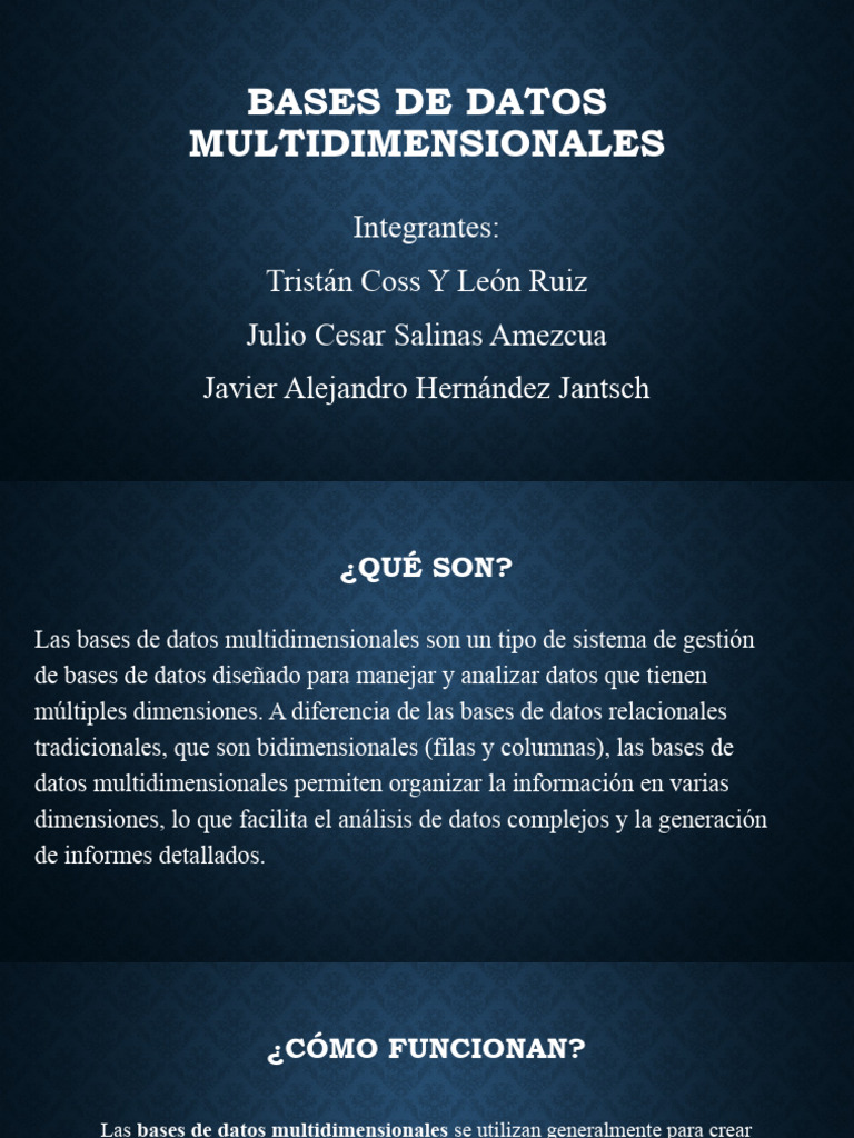 Exposicion Base de Datos Multidimensional | Descargar gratis PDF | Bases de datos ...