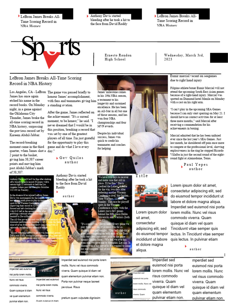 A4 Size Journalism | PDF | Le Bron James | Los Angeles Lakers