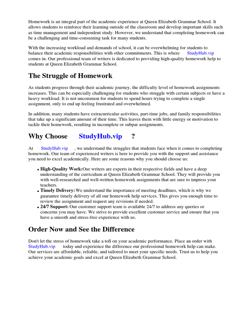 Queen Elizabeth Grammar School Homework | PDF | Homework | Facebook