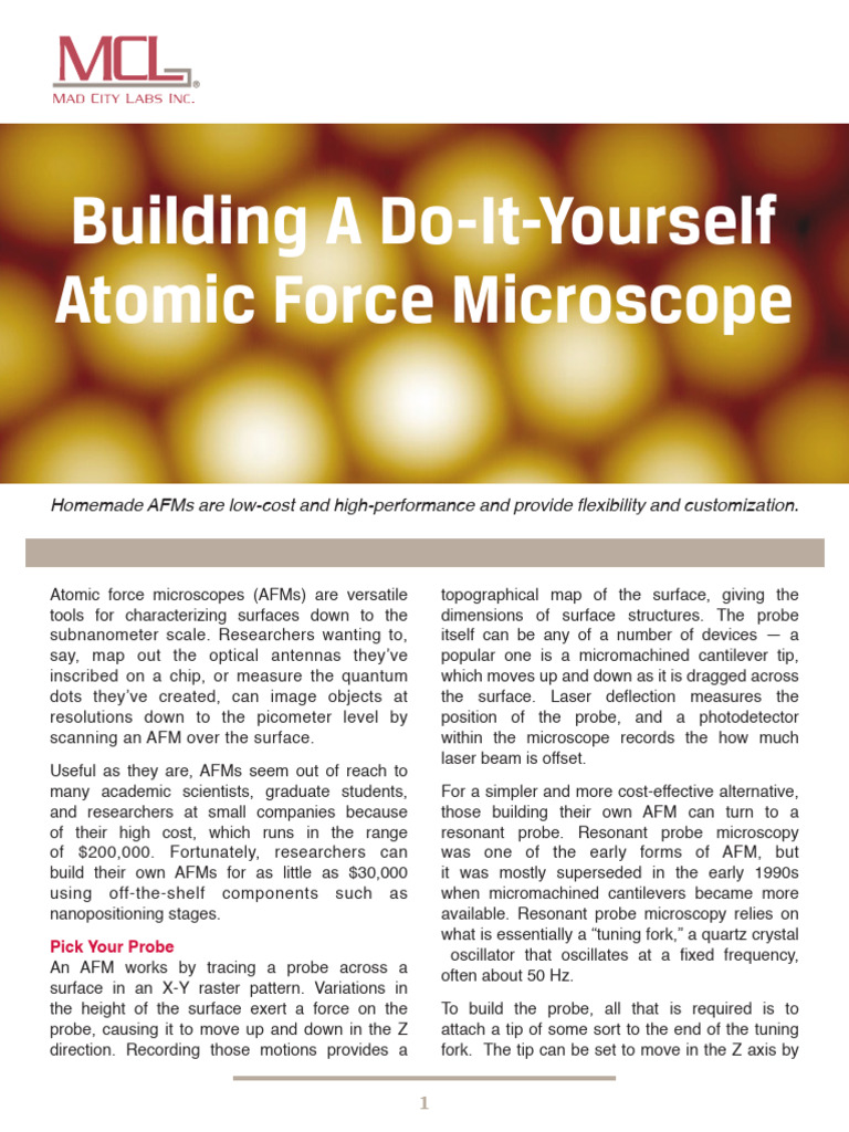 MCL_DIY_AFM | PDF | Atomic Force Microscopy | Microscope