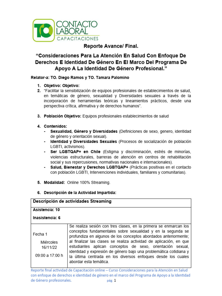 Capacitación Salud y Género LGBTIQ+ | PDF | Género | Estudios de género