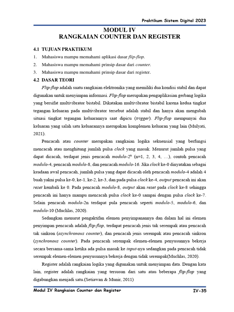 Laprak Modul 4 Rangkaian Counter Dan Register | PDF | Teknologi & Rekayasa